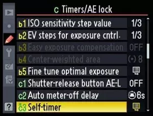 Nikon-D90-Self-Timer-Modus-Menu