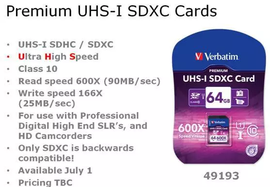 Verbatim UHS-I SDXC