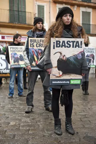 Demonstratie tegen het stierenvechten in Palma