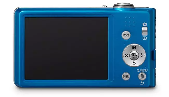 Panasonic Lumix DMC-FS16 blå sett bakfra