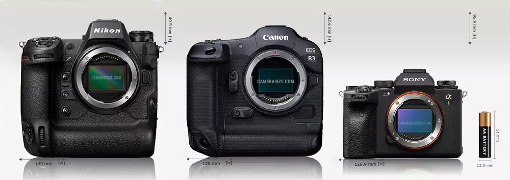 Nikon Z9 және Canon Eos R3 және Sony A1