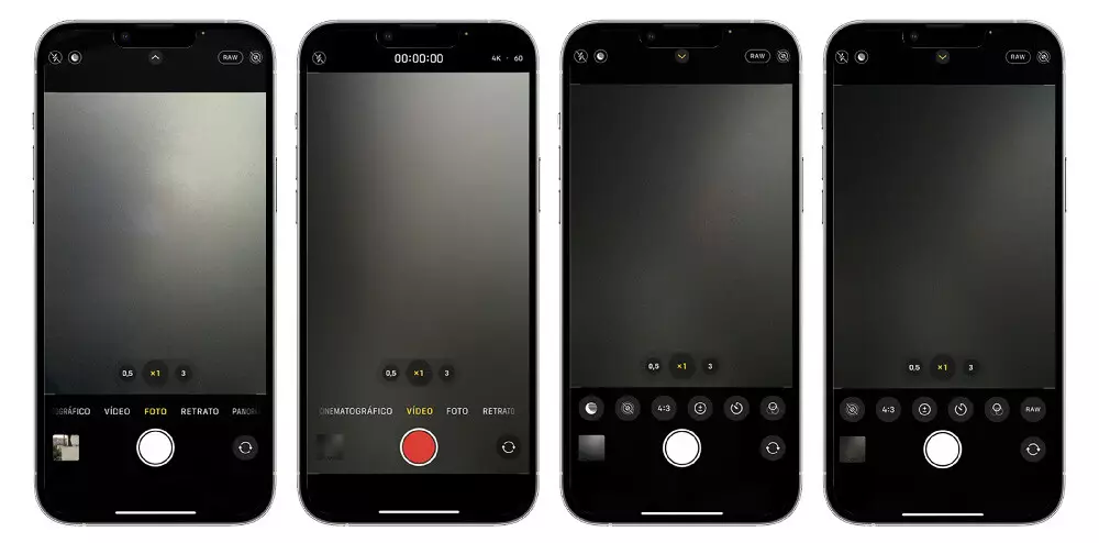 Interface da câmera do aplicativo