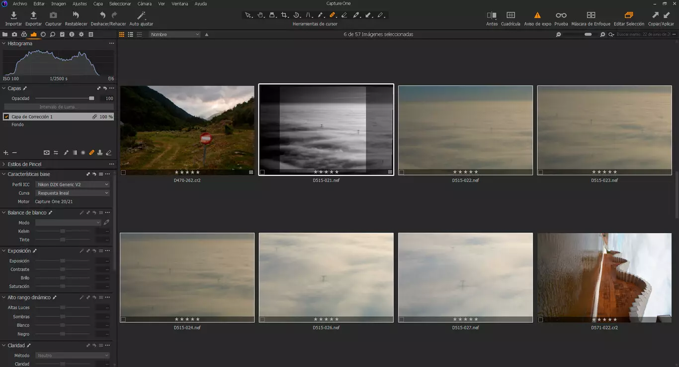 Copia e pega a configuración en Capture One