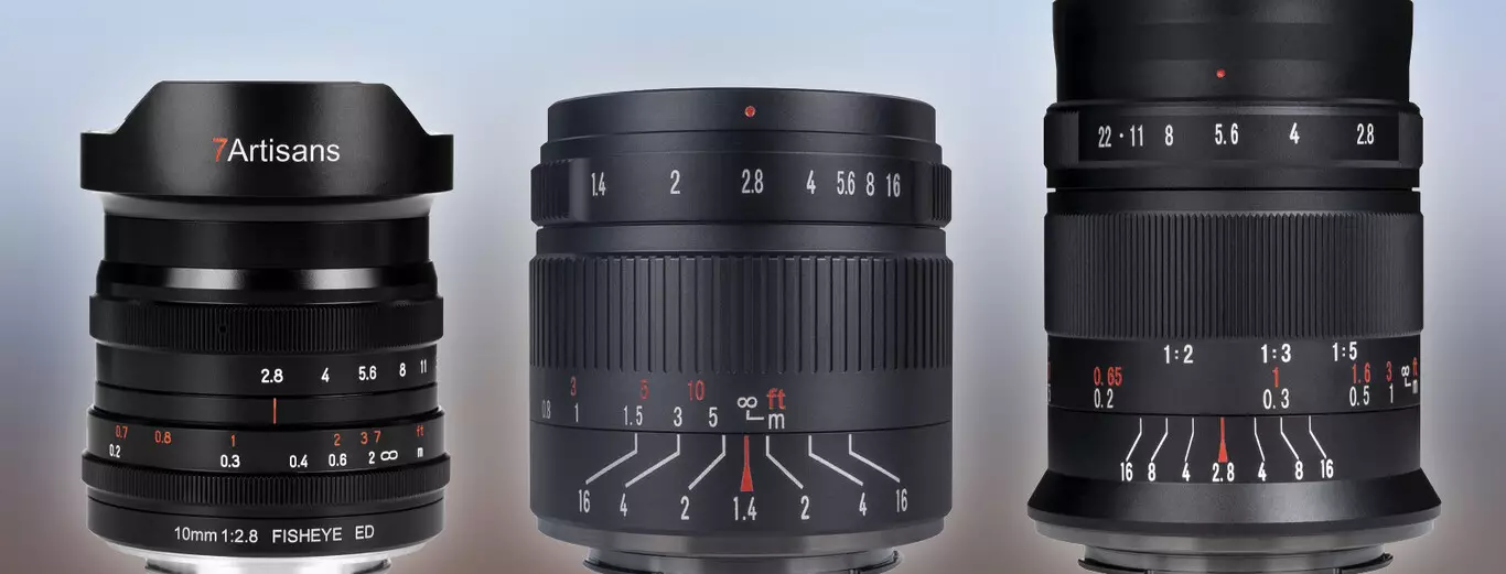 7 rzemieślników 10 mm f/2,8, 55 mm f/1,4 II i 60 mm f/2,8 II, nowe niedrogie obiektywy bezlusterkowe i pełnoklatkowe z przyciętymi matrycami