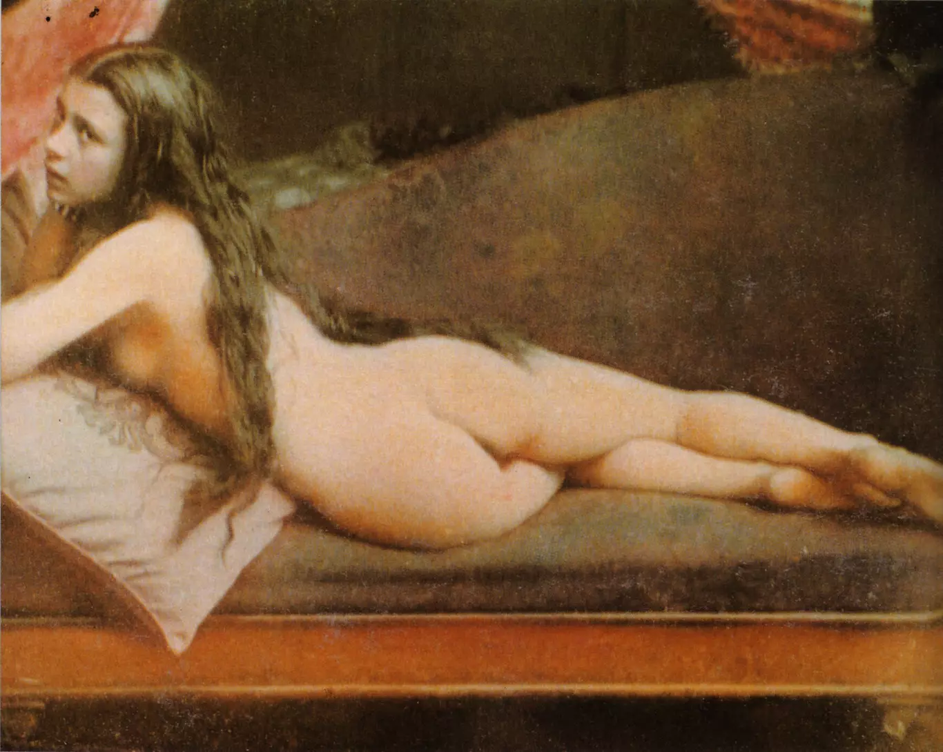 ผู้หญิงเปลือยในชุด Daguerreotype สีโดย Felix Jacques Moulin
