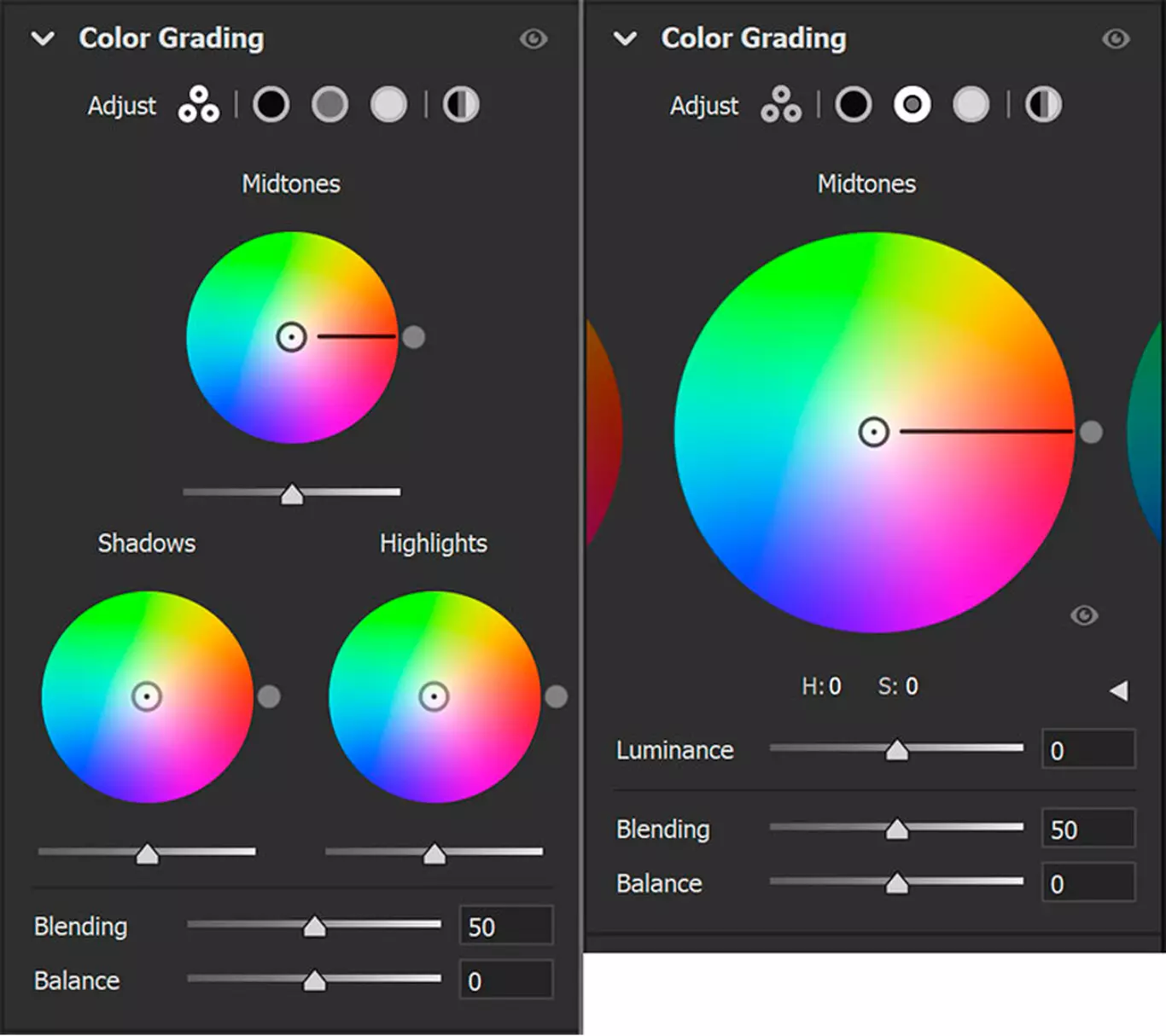 Lightroom presenta as rodas de cores de clasificación de cores