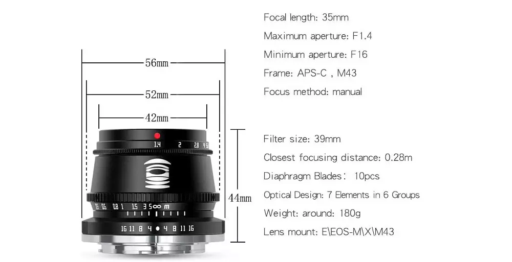 TTartisan 35mm f/1.4, תכונות, מחיר וגיליון נתונים 2617_6