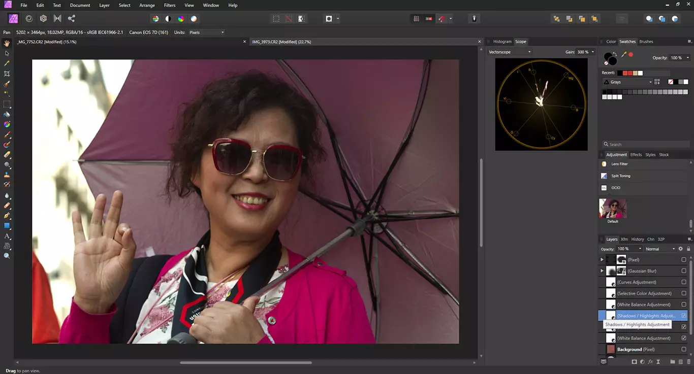 contrast control in affinity photo