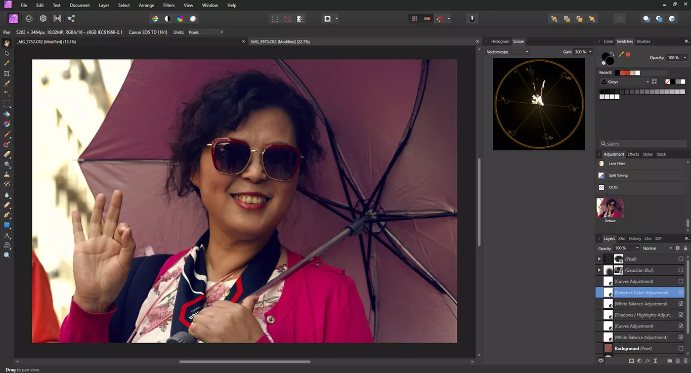 color style an image in affinity photo