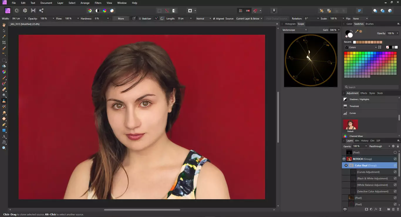 Stiluri de culoare în Affinity Photo