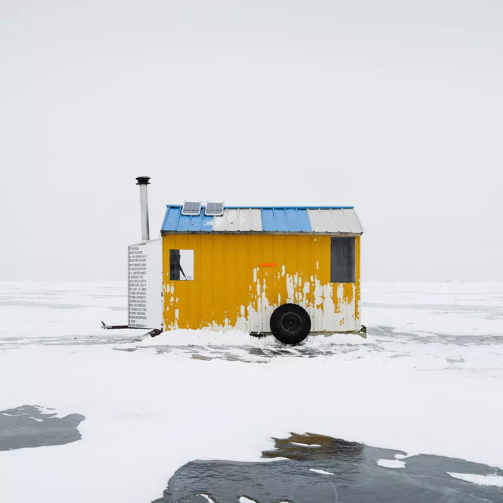 Buz Balıkçı Kulübeleri, Winnipeg Gölü. Sandra Herbert tarafından