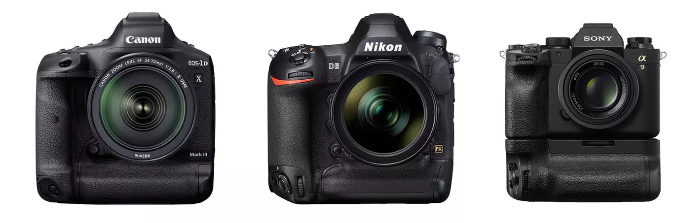 Диаграма Canon Eos 1dx Mark Iii срещу Nikon D6 и Sony A9 Ii