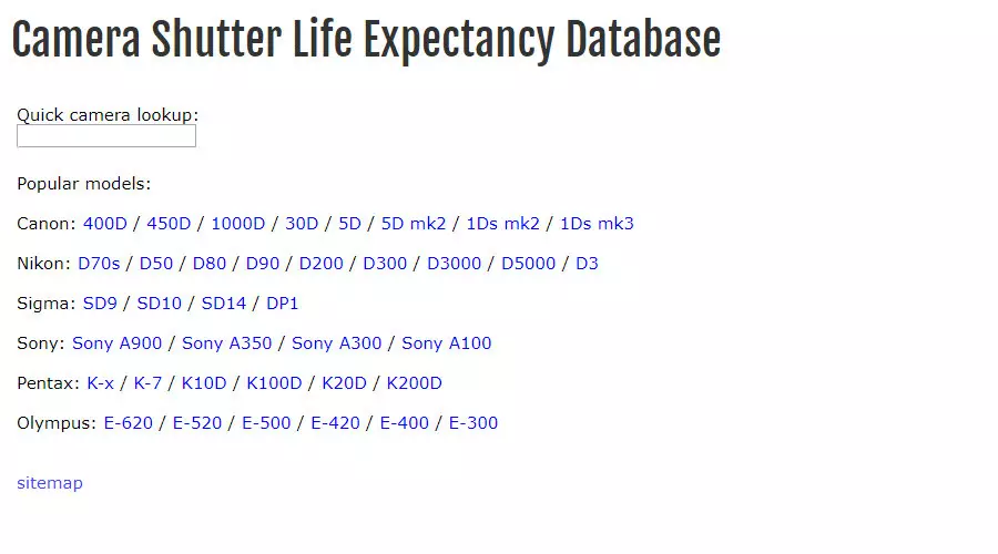 I-Camera Shutter Life Expectancy Database