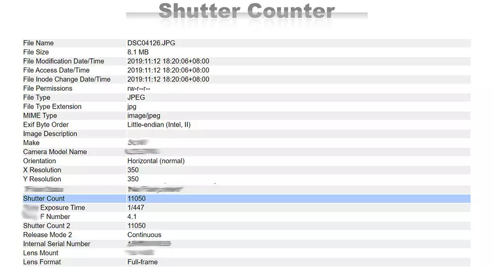 Compteur d'obturation