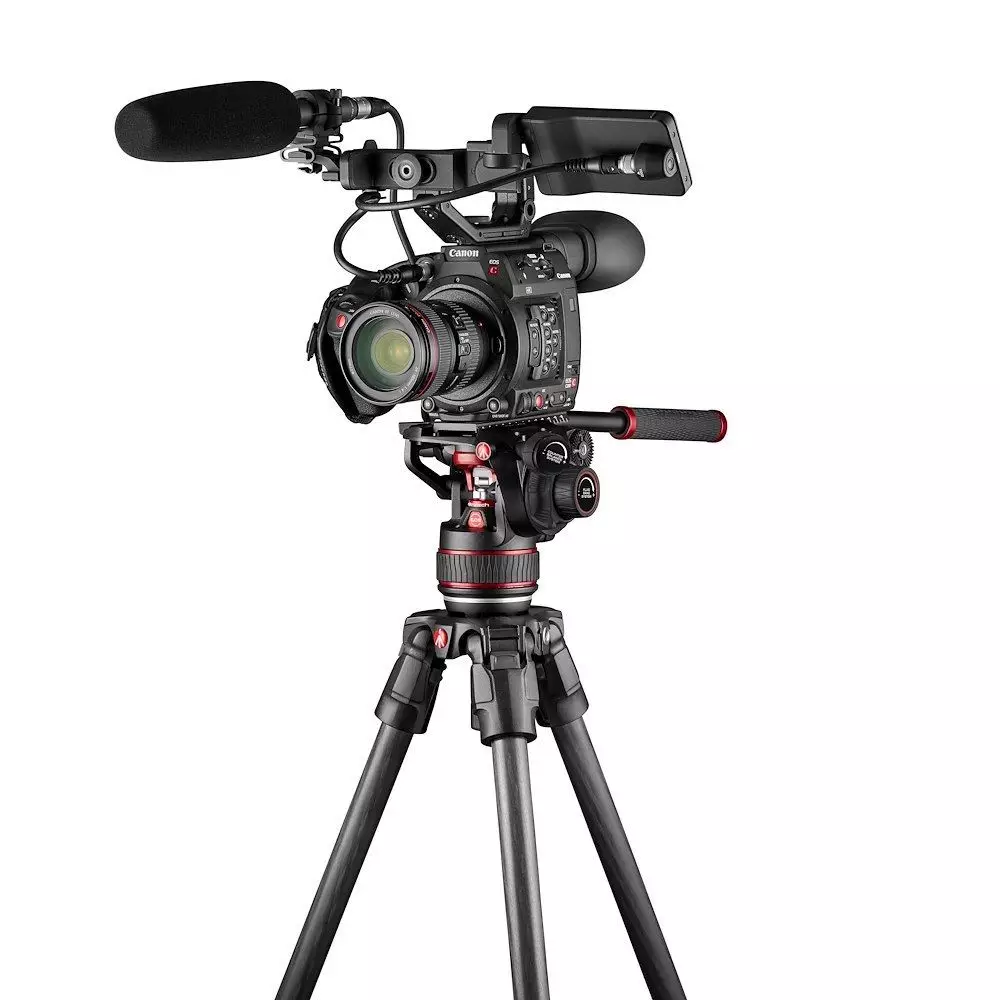 Mga Tripod ng Video na Manfrotto Single Fast Mvtsngfc With 608 Camera Front