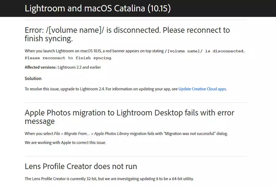 Problémák Mac Os Catalina Photoshop Lightroom 05