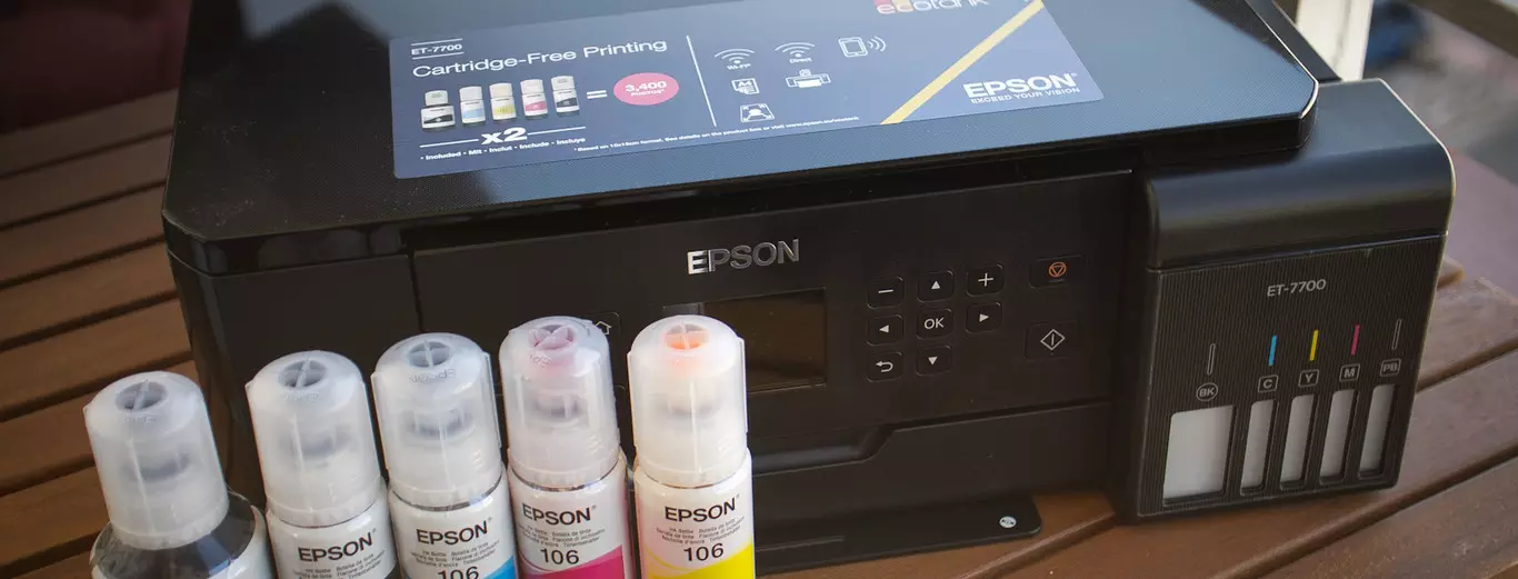 Epson EcoTank ET-7700 მიმოხილვა (მიმოხილვა) ფოტო პრინტერი მელნის კარტრიჯების გარეშე