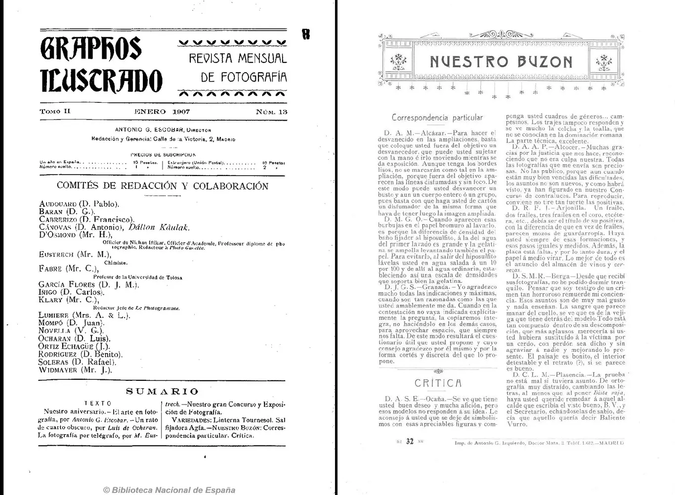 Viršelis ir pašto dėžutės „Graphos Illustrated Nr. 1“ 2 tomas, 1907 m