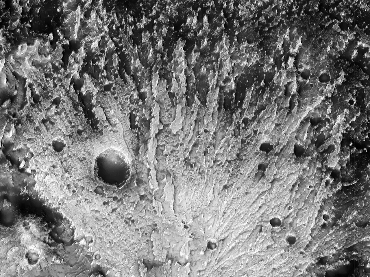 Ventilator sedimentar în craterul Reuyl