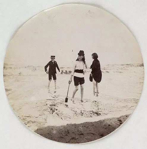 Children Paddling In The Sea About 1890