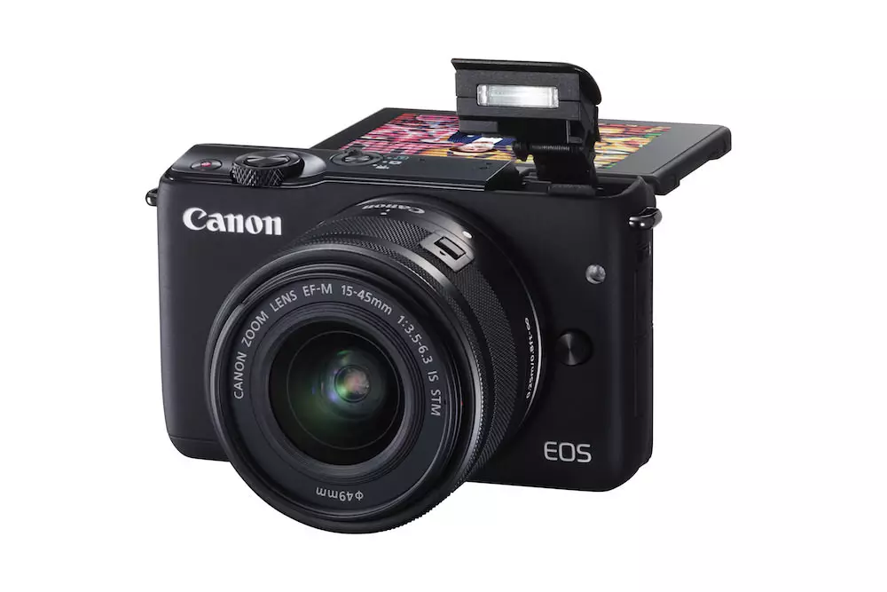 Eos M10 Bk Ef M15 45stm Fsl Flash Up LCD Up 90