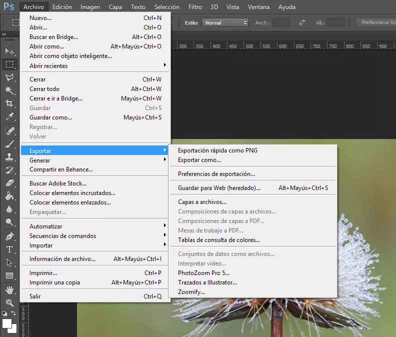 ส่งออกใน Adobe Photoshop CC 2015