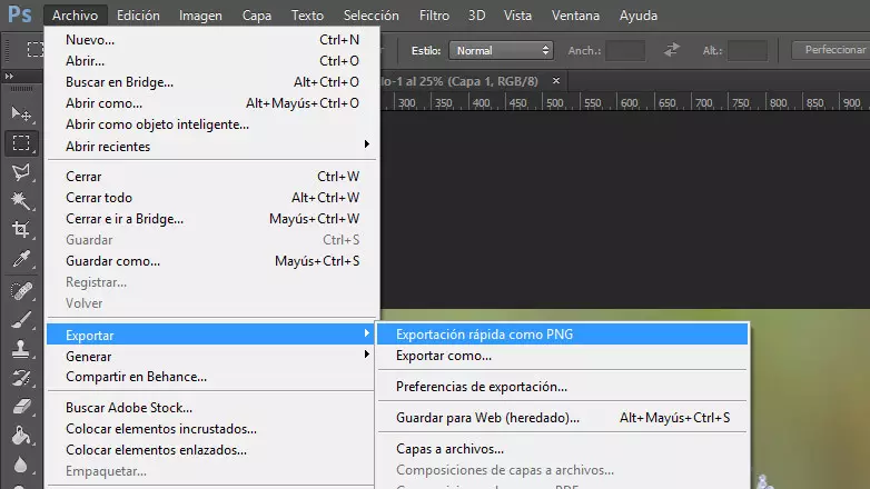 Exportar en Adobe Photoshop CC 2015