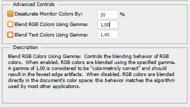 RGB Gamma 2 qiymatlari