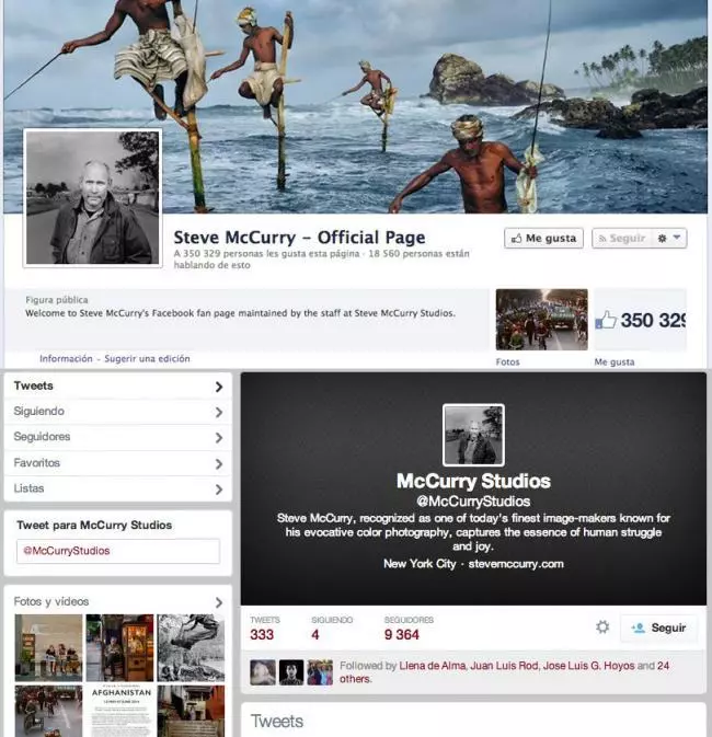 facebook i twitter de Steve McCurry