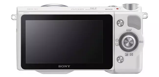 흰색의 Sony NEX-5T, 후면