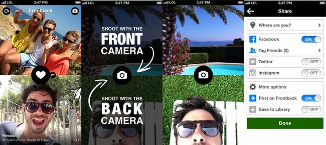 Få begge sider af kameraet med Frontback til iOS